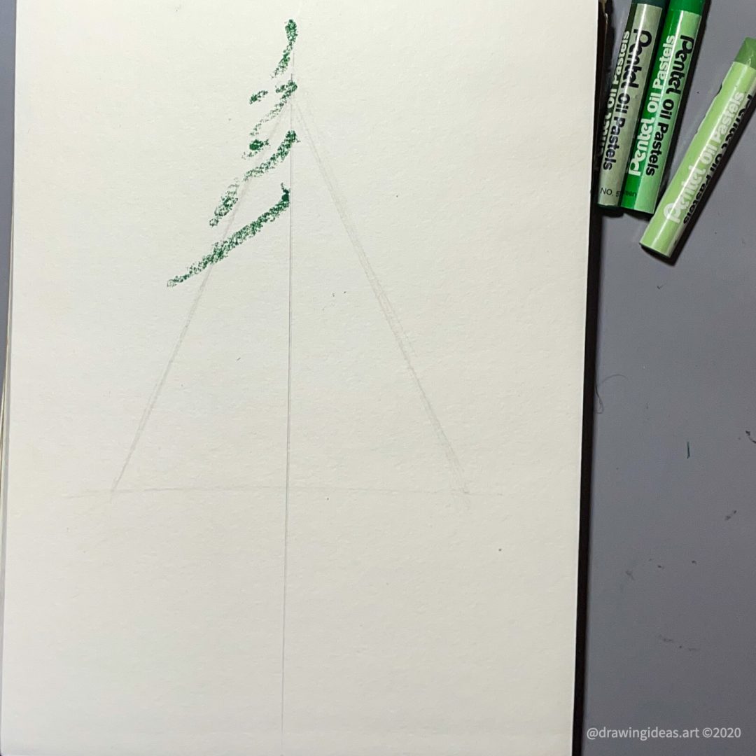 Easy Christmas Tree Drawing With Pastel • Drawing Life