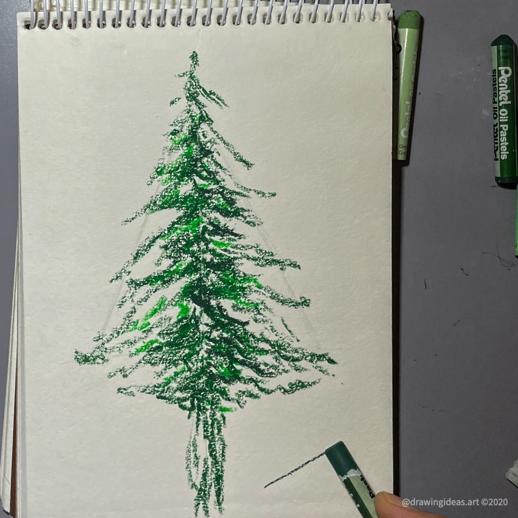Easy Christmas Tree Drawing With Pastel • Drawing Life