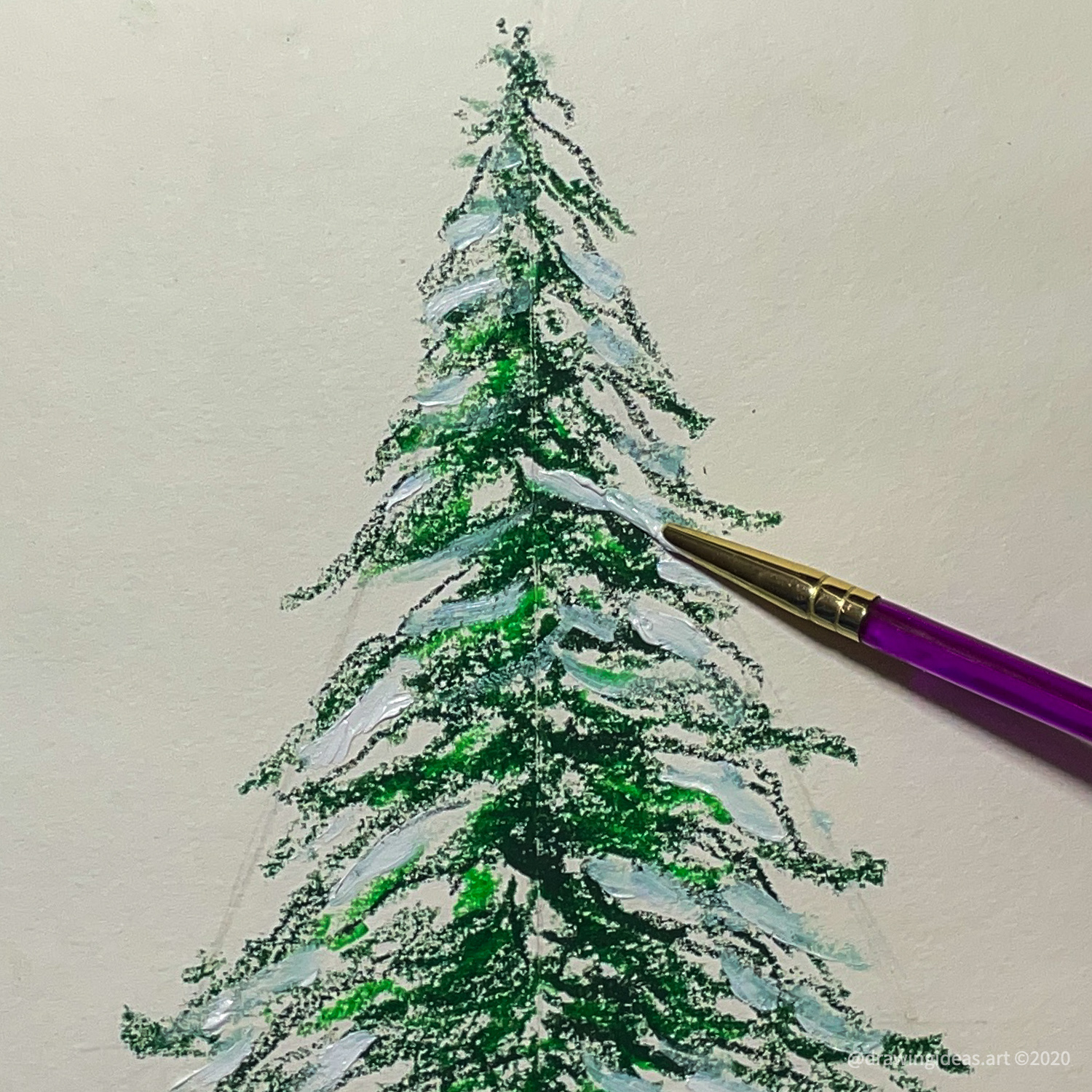 Easy Christmas Tree Drawing With Pastel • Drawing Life