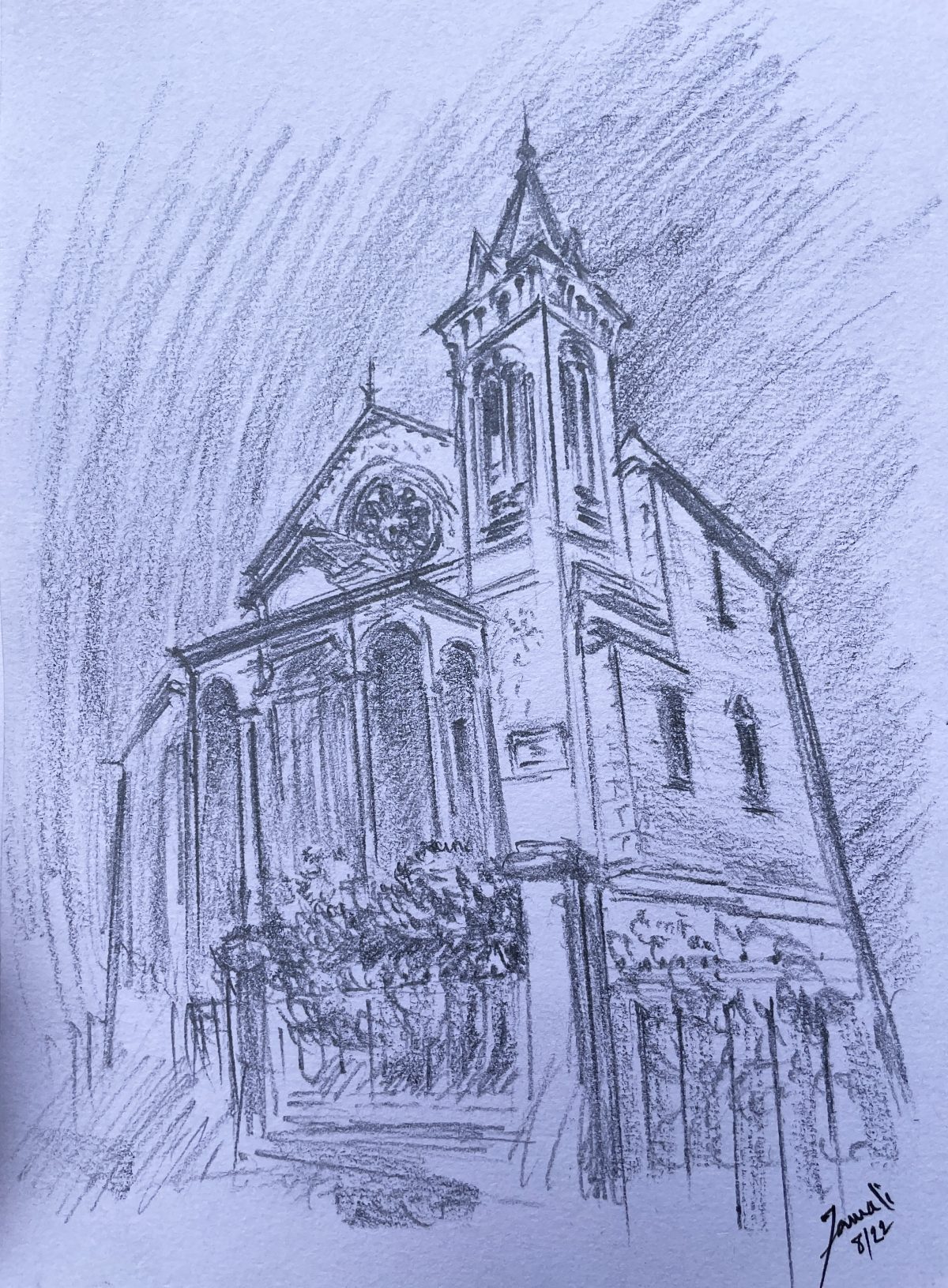 Perspective Drawing Of Chatham Synagogue Building • Drawing Life