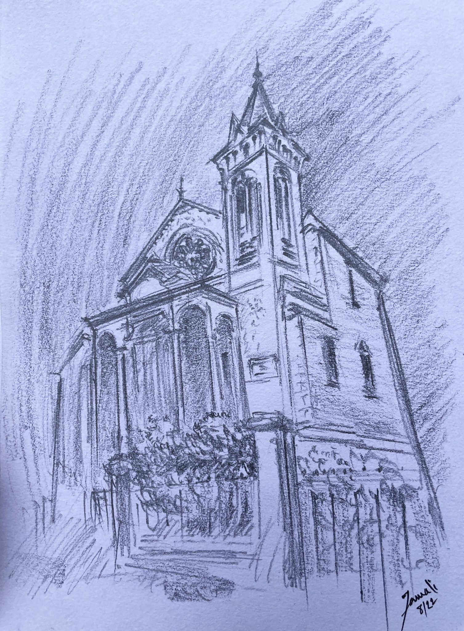 Perspective Drawing Of Chatham Synagogue Building • Drawing Life