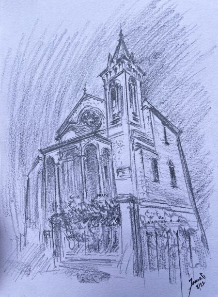 Perspective Drawing Of Chatham Synagogue Building • Drawing Life